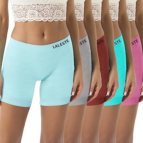 LALESTE Women's Boxer Briefs Underwear Anti Chafing Boyshort Panties for Women 4.5' Inseam Bike Shorts 5Packs