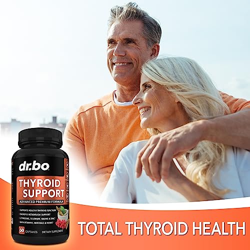 Thyroid Support for Women & Men Supplement - Natural Metabolism, Mood & Energy Enhancer with L-Tyrosine Selenium Iodine Zinc Bladderwrack Kelp & Ashwagandha Thyroid Supplement Complex Vitamin 60 Pills