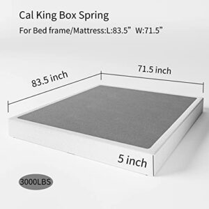 Aardhen California King Box Spring 5 Inch High Profile Strong Metal Frame Mattress Foundation, Quiet Noise-Free,Easy Assembly, 3000lbs Max Weight Capacity