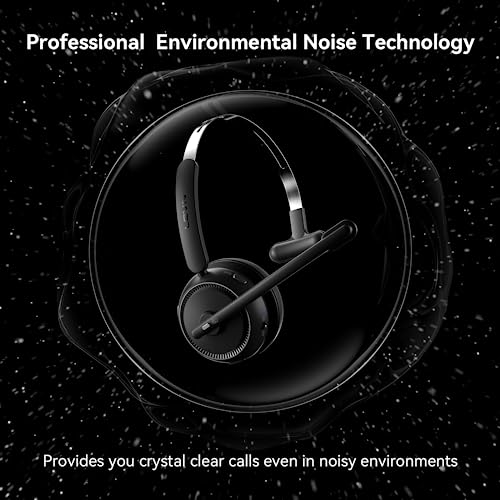 LEVN Wireless Headset with Microphone for PC, Bluetooth Headset with Mic & Mute Button, 65 Hrs Working Time Noise Cancelling Wireless Headset for Work from Home/Computer/Laptop/Call Center/Office