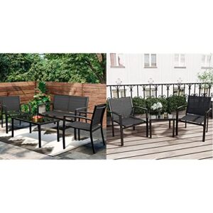 greesum 4 pieces patio furniture set, outdoor conversation sets, lawn, garden, poolside & 3 pieces patio furniture set outdoor conversation textilene fabric chairs, garden, balcony, poolside