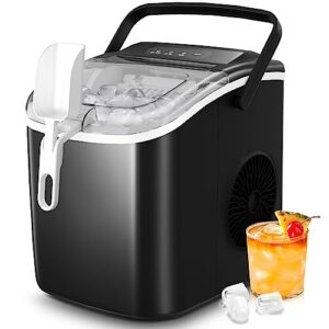 crzoe countertop ice maker machine,portable ice maker with handle,26lbs/24h,9 cubes ready in 6 mins,self-cleaning ice makers with ice bags and scoop basket,for home/office