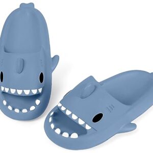 KVbabby Cloud Shark Slides for Kids Toddlers Girls Boys Novelty Open Toe Sandals Cute Shower Pillow Slippers with Thick Sole for Outdoor Indoor Sky Blue 3-4 Big Kid