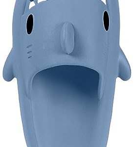 KVbabby Cloud Shark Slides for Kids Toddlers Girls Boys Novelty Open Toe Sandals Cute Shower Pillow Slippers with Thick Sole for Outdoor Indoor Sky Blue 3-4 Big Kid