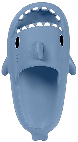 KVbabby Cloud Shark Slides for Kids Toddlers Girls Boys Novelty Open Toe Sandals Cute Shower Pillow Slippers with Thick Sole for Outdoor Indoor Sky Blue 3-4 Big Kid