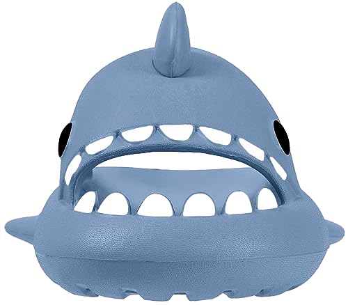 KVbabby Cloud Shark Slides for Kids Toddlers Girls Boys Novelty Open Toe Sandals Cute Shower Pillow Slippers with Thick Sole for Outdoor Indoor Sky Blue 3-4 Big Kid