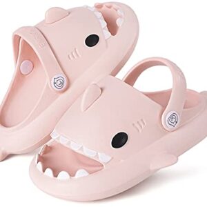 KVbabby Cloud Shark Slides for Kids Toddlers Girls Boys Novelty Open Toe Sandals Cute Shower Pillow Slippers with Thick Sole for Outdoor Indoor Pink 7-7.5 Toddler