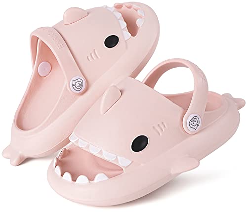 KVbabby Cloud Shark Slides for Kids Toddlers Girls Boys Novelty Open Toe Sandals Cute Shower Pillow Slippers with Thick Sole for Outdoor Indoor Pink 7-7.5 Toddler