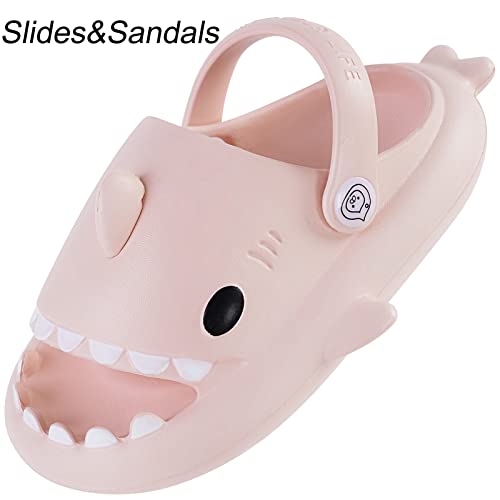 KVbabby Cloud Shark Slides for Kids Toddlers Girls Boys Novelty Open Toe Sandals Cute Shower Pillow Slippers with Thick Sole for Outdoor Indoor Pink 7-7.5 Toddler