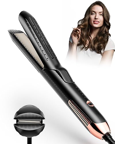 Hair Straightener and Curler 2 in 1 Curling Iron, 360° Airflow Styler Curling Iron Dual Voltage, Ceramic Hair Curler for Short Hair