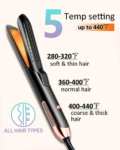 Hair Straightener and Curler 2 in 1 Curling Iron, 360° Airflow Styler Curling Iron Dual Voltage, Ceramic Hair Curler for Short Hair