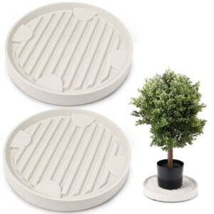 2 packs rolling plant caddies, 12inch heavy duty plant caddy with hidden wheels, rolling planter caddies with wheels, 360° rolling plant roller base with casters, beige