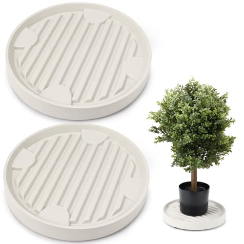 2 Packs Rolling Plant Caddies, 12Inch Heavy Duty Plant Caddy with Hidden Wheels, Rolling Planter Caddies with Wheels, 360° Rolling Plant Roller Base with Casters, Beige