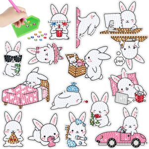 gldmaoer 5d diy diamond sticker kids painting kit diy sticker digital diamond painting kit 5-12 years old children boys girls art crafts set (bunny stickers f9)