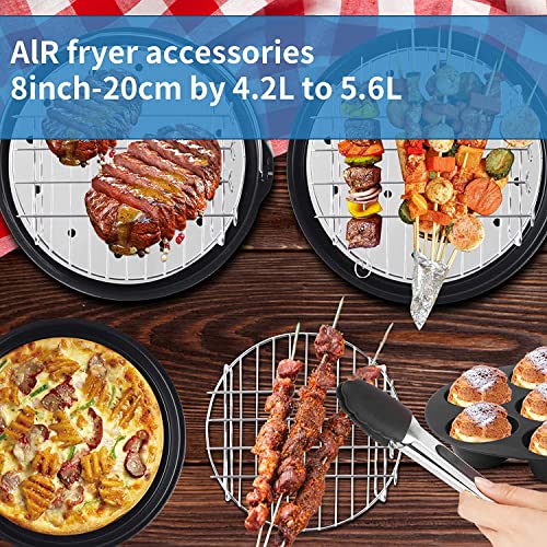 Fujampe Air Fryer Accessories - 8 Inch Cake Pan Set of 14 Pcs Compatible for Ninja Foodi Cosori instant Pot,Gowise, Fit 4, 4.2, 5, 5.5, 5.8 QT, 6QT Accessories for Air Fryer XL (Set of 14)