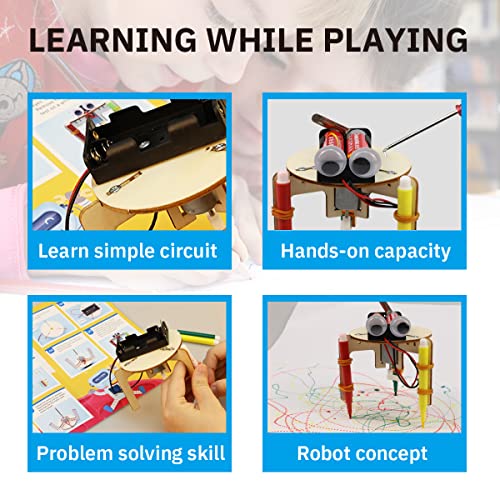 Giggleway DIY Wood Stem Robot Building Kits, Electric Motor Woodworking Project Science Kits for Kids, Hands on STEM Learning Project Kits, 3D Puzzles Wood Stem Building Toys for Boys & Girls