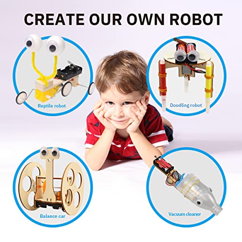 Giggleway DIY Wood Stem Robot Building Kits, Electric Motor Woodworking Project Science Kits for Kids, Hands on STEM Learning Project Kits, 3D Puzzles Wood Stem Building Toys for Boys & Girls