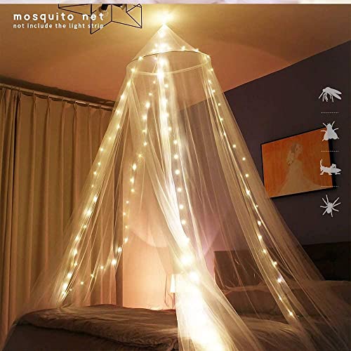 Sublaga Mosquito Net for Bed, Large White Bed Canopy for Girls, Hanging Bed Net, Ideal for Bedroom Decorative, Travel with Storage Bag (Round)