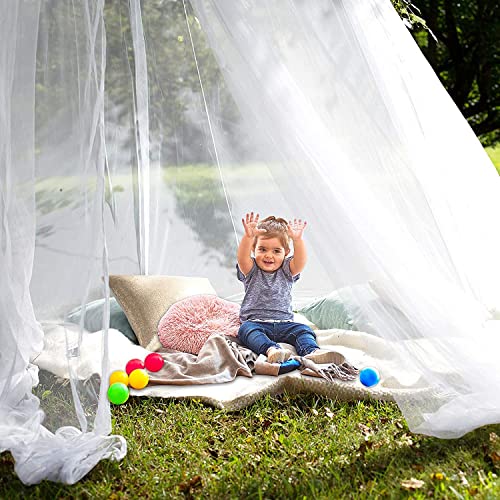 Sublaga Mosquito Net for Bed, Large White Bed Canopy for Girls, Hanging Bed Net, Ideal for Bedroom Decorative, Travel with Storage Bag (Round)