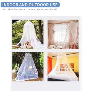 Sublaga Mosquito Net for Bed, Large White Bed Canopy for Girls, Hanging Bed Net, Ideal for Bedroom Decorative, Travel with Storage Bag (Round)