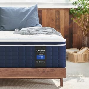 Coolvie Queen Mattresses 14 Inch, Hybrid Queen Size Mattress in a Box, 4 Layer Premium Foam with Pocket Springs for Motion Isolation and Pressure Relieving, Medium Firm Feel, 100-Night Trial