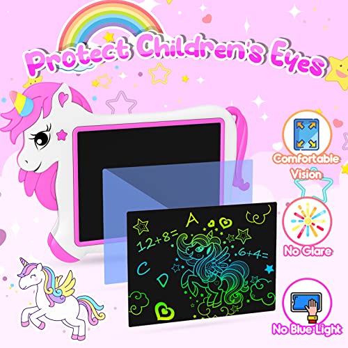 Unicorn Toys for Girls 3-8: 10 Inch LCD Writing Tablet for Kids 4 5 6 7 Year Old Girl Boy Toddler Drawing Pad Doodle Board Travel Activity Games for Kid Age 3-5 Educational Learning Toy