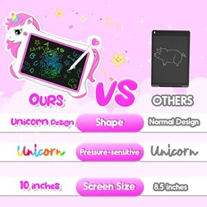 Unicorn Toys for Girls 3-8: 10 Inch LCD Writing Tablet for Kids 4 5 6 7 Year Old Girl Boy Toddler Drawing Pad Doodle Board Travel Activity Games for Kid Age 3-5 Educational Learning Toy