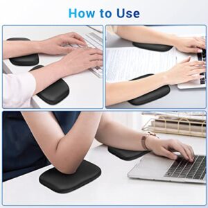 HONKID Elbow Rest for Desk, Ergonomic Cooling Gel Wrist Rest Pad with PU Leather Surface, Armrest Pad Relieve Wrist Elbow Pain for Office, Home and Games, Non-Slip, Parallelogram (1 PC, Black)