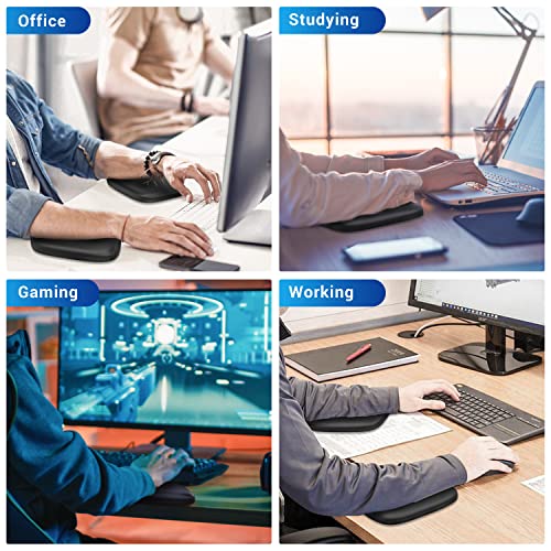 HONKID Elbow Rest for Desk, Ergonomic Cooling Gel Wrist Rest Pad with PU Leather Surface, Armrest Pad Relieve Wrist Elbow Pain for Office, Home and Games, Non-Slip, Parallelogram (1 PC, Black)