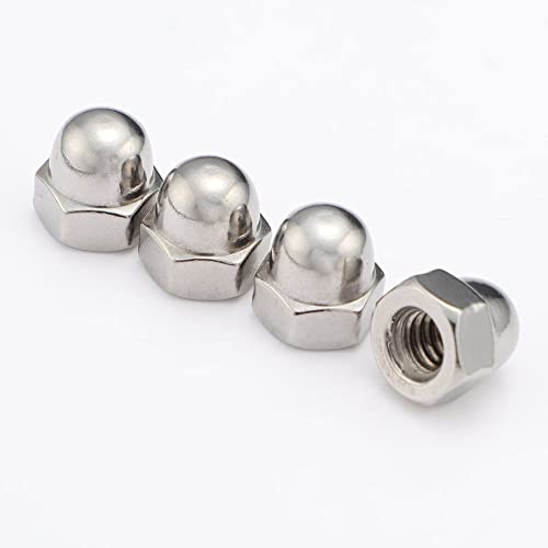 M4-0.7 Metric Acorn Cap Nuts Dome Head Nuts, 304 Stainless Steel 18-8, Plain Finish, 50 PCS