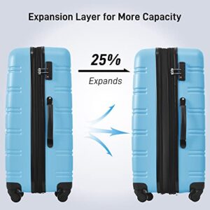 Merax Luggage Sets of 3 Piece Carry on Suitcase Airline Approved,Hard Case Expandable Spinner Wheels (Sky Blue)