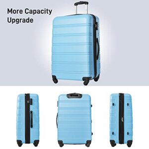 Merax Luggage Sets of 3 Piece Carry on Suitcase Airline Approved,Hard Case Expandable Spinner Wheels (Sky Blue)