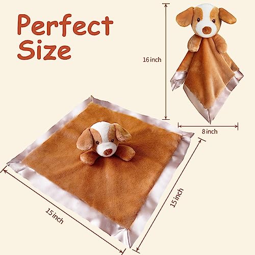 Dog Security Blanket for Baby Boy Girl, 15" Soft Loveys for Babies, Dog Lovey Blanket Great Gifts for Birthday Baby Shower, Puppy Blankie