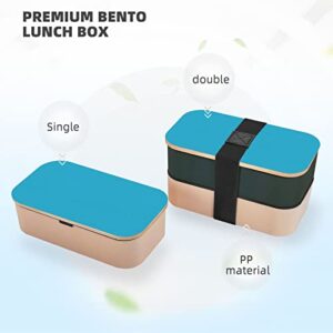 Sea Cyan Premium Bento Lunch Box, 2 Compartments Leakproof Lunch Box With Cutlery For Adults, Microwave & Dishwasher Safe