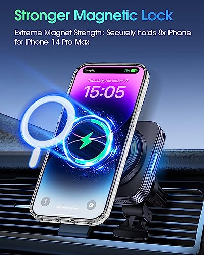 SCORPIFY iPhone 14 Pro Max Case for Magnetic Clear Design, [Non Yellowing] Phone Cover for Men Women, with Tempered Glass Screen+Camera Lens Protector, [Compatible with MagSafe] Slim Bumper, Clear