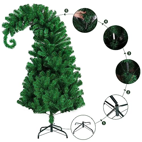 CCINEE 5 Feet Pine Christmas Tree Decor with Solid Metal Stand Santa Claus Artificial Full Green Tree Xmas Decorations for Themed Party Indoor Outdoor Living Room Home