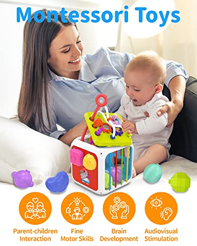 kecristv 7-in-1 Baby Sensory Montessori Toys for 1 Year Old, Toddler Toys for 1 2 Year Old Boys Girls Birthday Gifts, Baby Toys 6 to 12 Months, Multifunction Learning Education Preschool Toys