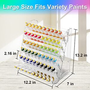 Acrylic Paint Organizer Wall Mount, Paint Holder Perfect for Craft Hobby Paint Storage, Acrylic Paint Storage, Craft Paint Storage, Paint Rack for 2 oz Bottles, Hobby Paint Storage with Brush Holder