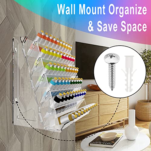 Acrylic Paint Organizer Wall Mount, Paint Holder Perfect for Craft Hobby Paint Storage, Acrylic Paint Storage, Craft Paint Storage, Paint Rack for 2 oz Bottles, Hobby Paint Storage with Brush Holder