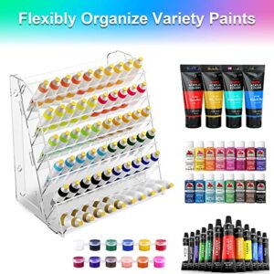 Acrylic Paint Organizer Wall Mount, Paint Holder Perfect for Craft Hobby Paint Storage, Acrylic Paint Storage, Craft Paint Storage, Paint Rack for 2 oz Bottles, Hobby Paint Storage with Brush Holder