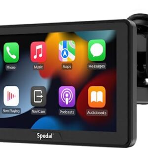 2023 Newest Portable Car Stereo with Wireless CarPlay and Android Auto, Spedal NaviCam-786 Apple CarPlay Dash Mount Car Screen, 7" IPS Touchscreen, Mirror Link/Bluetooth/Navigation/Voice Control