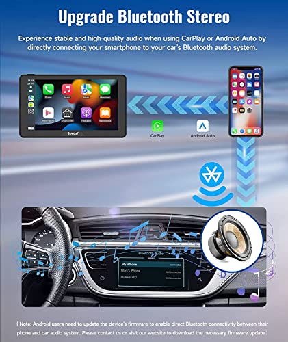 2023 Newest Portable Car Stereo with Wireless CarPlay and Android Auto, Spedal NaviCam-786 Apple CarPlay Dash Mount Car Screen, 7" IPS Touchscreen, Mirror Link/Bluetooth/Navigation/Voice Control