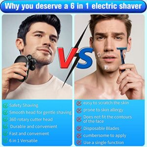 Electric Head Shaver for Bald Men, Upgrade 6 in 1 Mens Electric Head Razor Bald Head Shaver Cordless Electric Razor Men, IPX7 Wet/Dry Waterproof Skull Shaver with Head Shaver Kit LED Display(Silver)