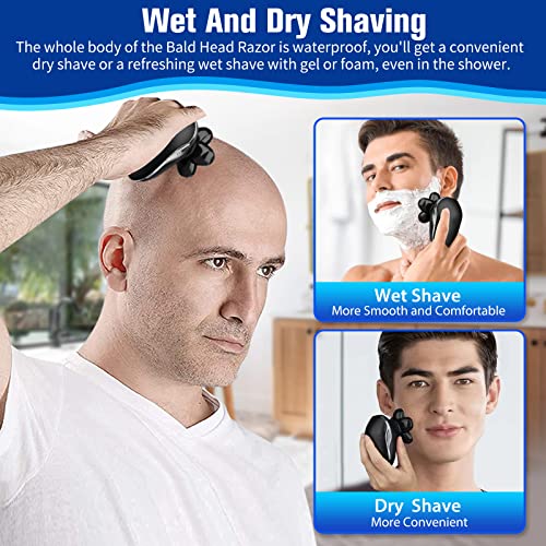 Electric Head Shaver for Bald Men, Upgrade 6 in 1 Mens Electric Head Razor Bald Head Shaver Cordless Electric Razor Men, IPX7 Wet/Dry Waterproof Skull Shaver with Head Shaver Kit LED Display(Silver)