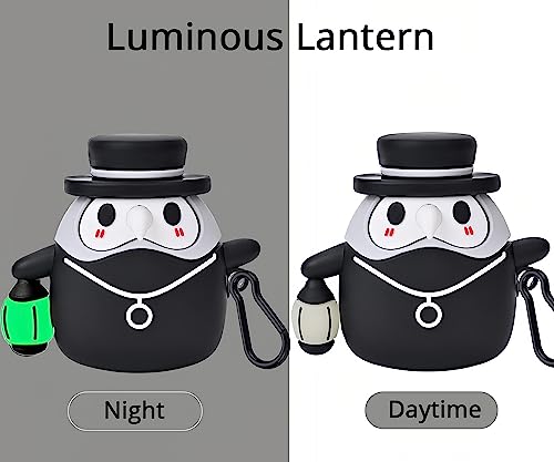 HooYiiok Airpod Case 2nd Generation,Cute Airpod Case 1st Generation Luminous Beak Doctor Design,Cool Kawaii Airpods Cases Cover with Keychain for Women Men (Black 1st/2nd Case)