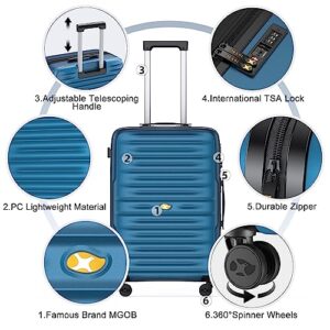 MGOB 28 Inch Luggage with Spinner Wheels, 28 Inch Hardside Suitcase with Expandable, Lightweight PC Luggage with TSA Lock, Checked-Large 28-Inch(Blue)