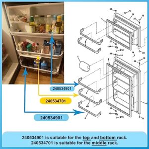 240534701 & 240534901 Refrigerator Shelf Retainer Bar Compatible with Frigidaire, Kenmore Refrigerator Door Shelf Parts,Replaces PS734936 AP3214631 948952 AP3214630 PS734935 948954 AH734935 EA734935