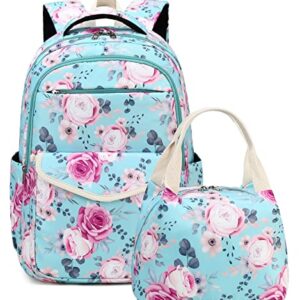 JIANYA School Backpack for Teens Girls School Bag Floral Kids Girls School Book Bags Backpacks Set