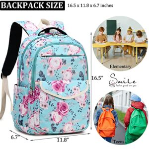 JIANYA School Backpack for Teens Girls School Bag Floral Kids Girls School Book Bags Backpacks Set