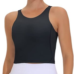 THE GYM PEOPLE Women's Sports Bra Sleeveless Workout Tank Tops Running Yoga Cropped Tops with Removable Padded Black